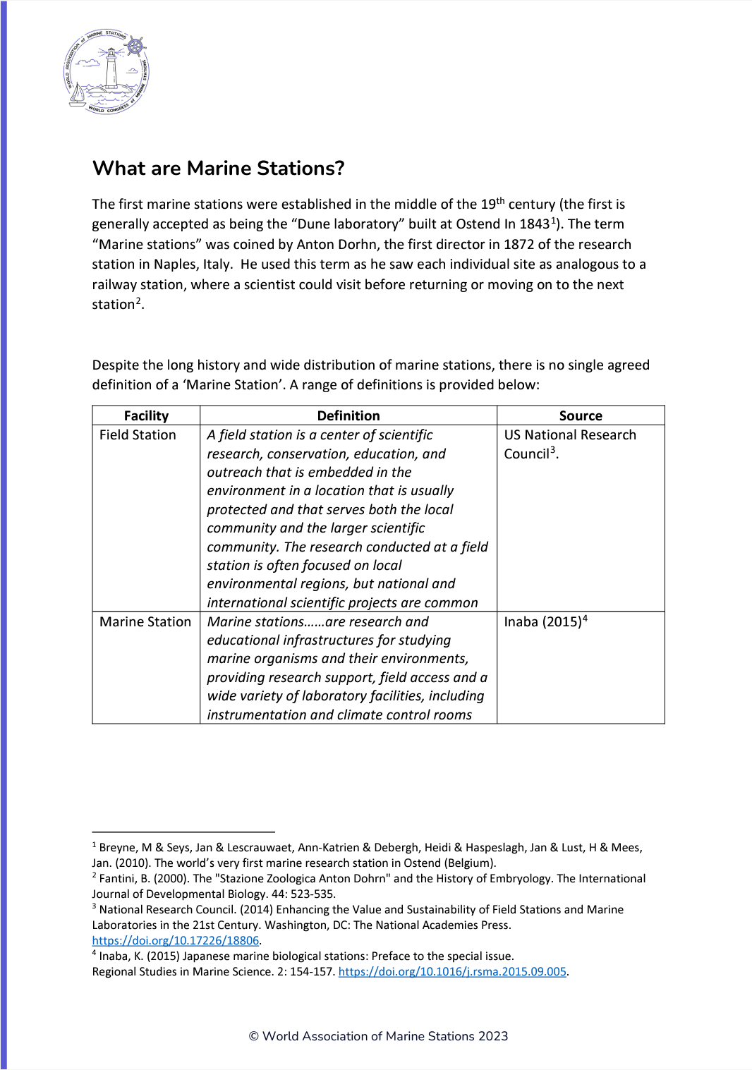 About WAMS WAMS - World Association of Marine Stations